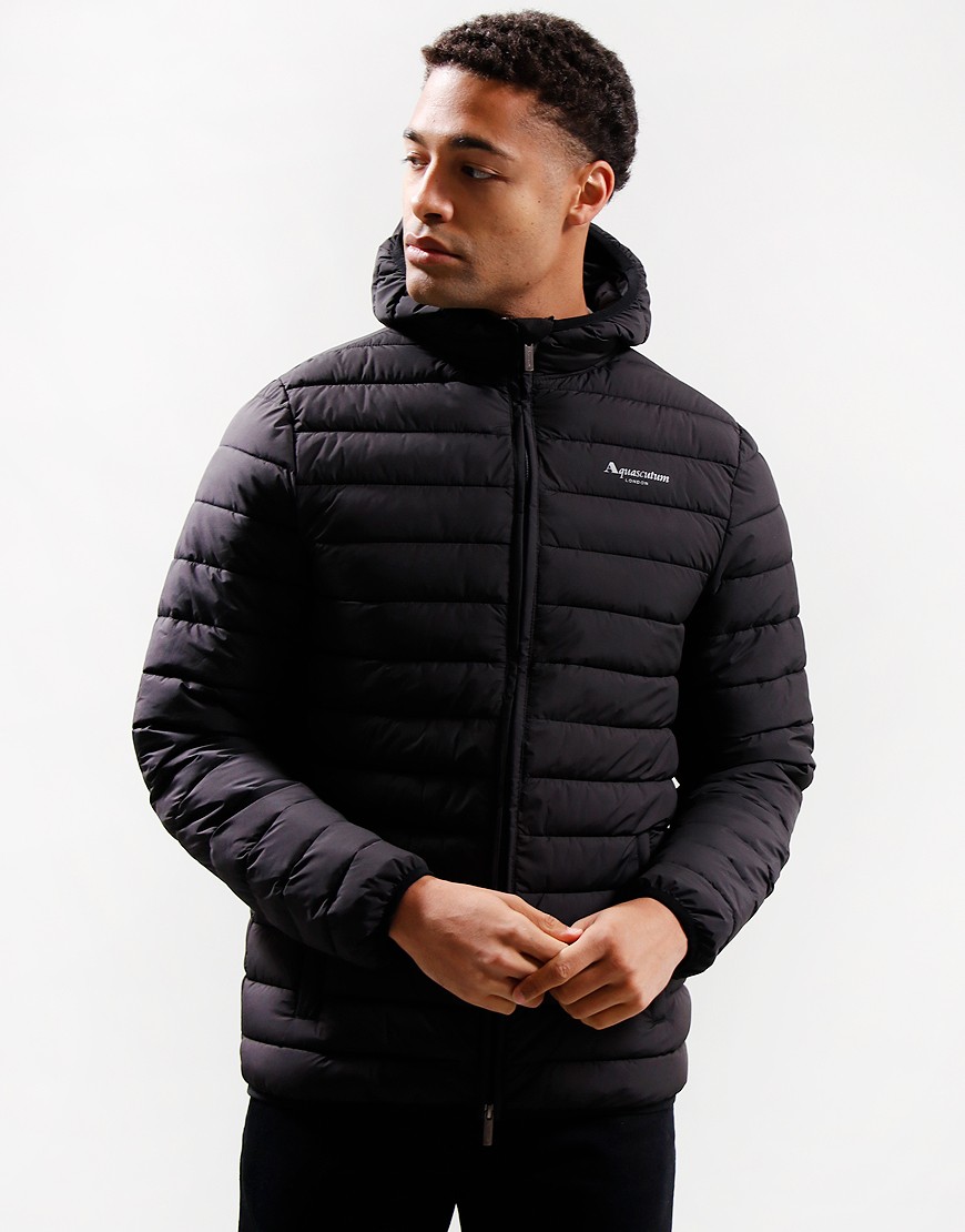 Aquascutum Active100GR Hooded Jacket Black - Terraces Menswear