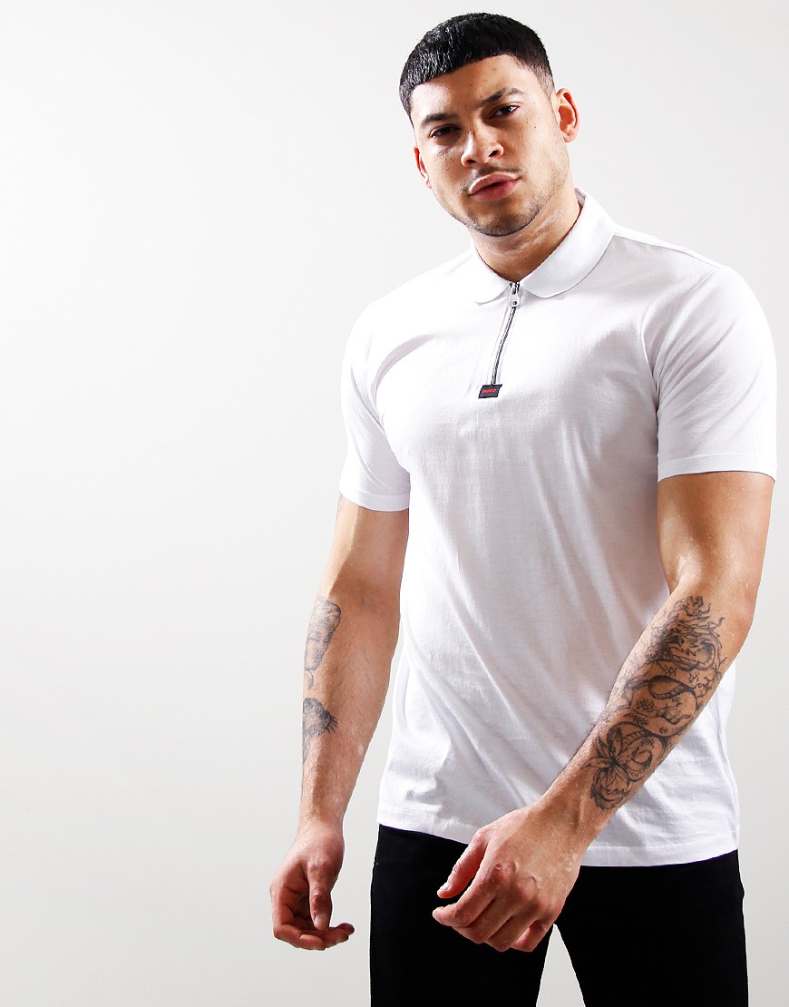 HUGO Deresom223 Polo Shirt Open White - Terraces Menswear