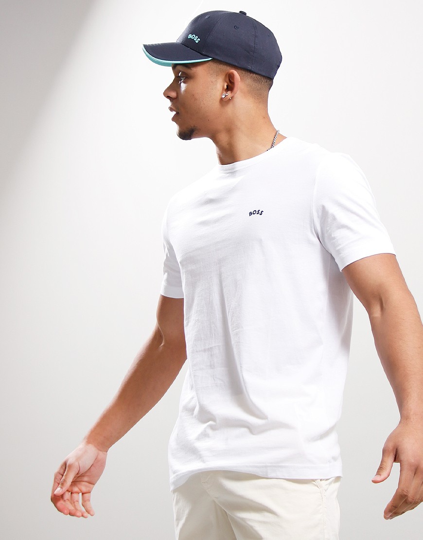 BOSS Curved Logo T-shirt Natural - Terraces Menswear