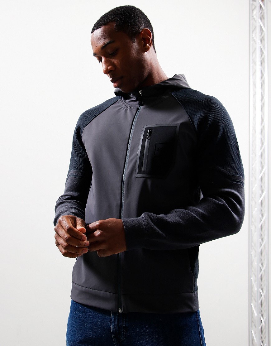 BOSS Markis Full Zip Hoodie Dark Grey - Terraces Menswear