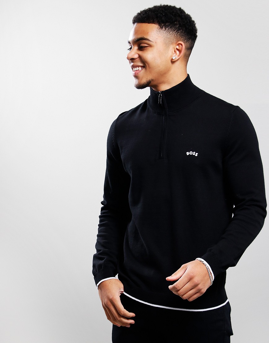 BOSS Zallo Half Zip Knit Black - Terraces Menswear