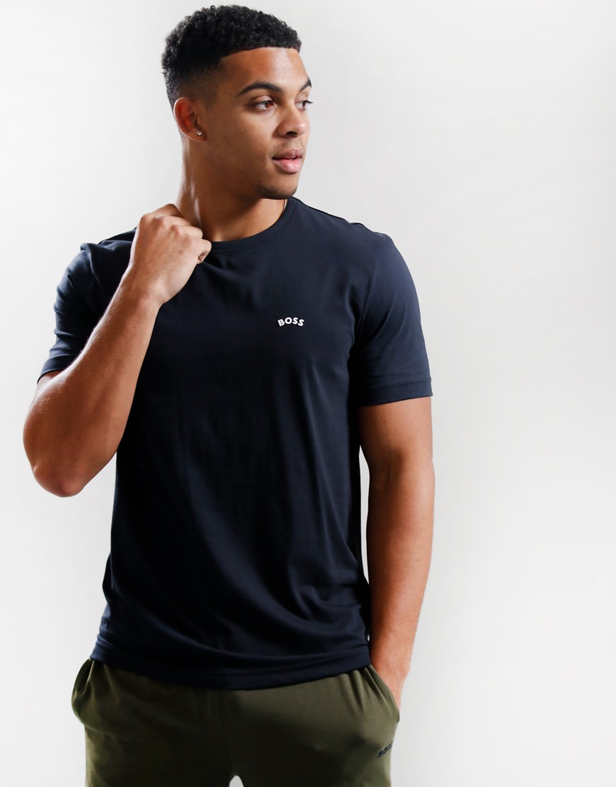 BOSS Tee Curved T-Shirt Dark Blue - Terraces Menswear