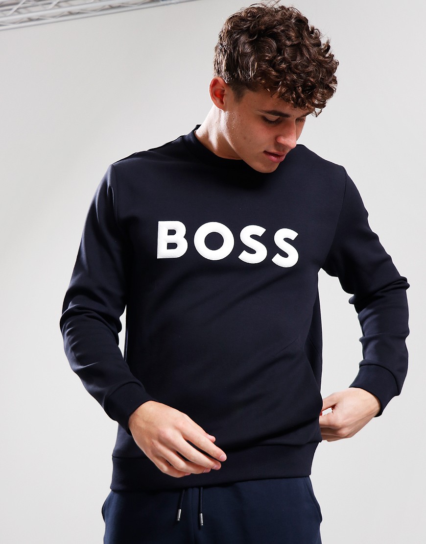 BOSS Salbo 1 Crew Sweat Dark Blue - Terraces Menswear