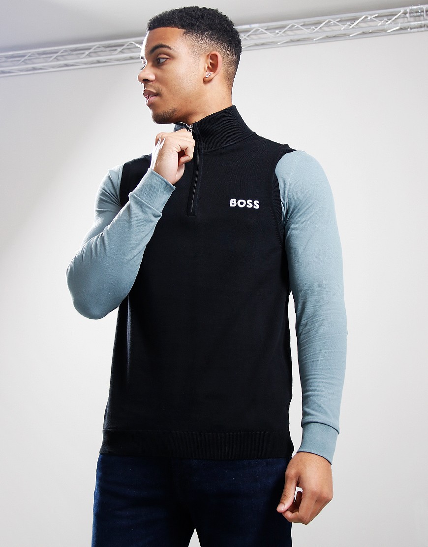BOSS Zaxly Half Zip Vest Black - Terraces Menswear