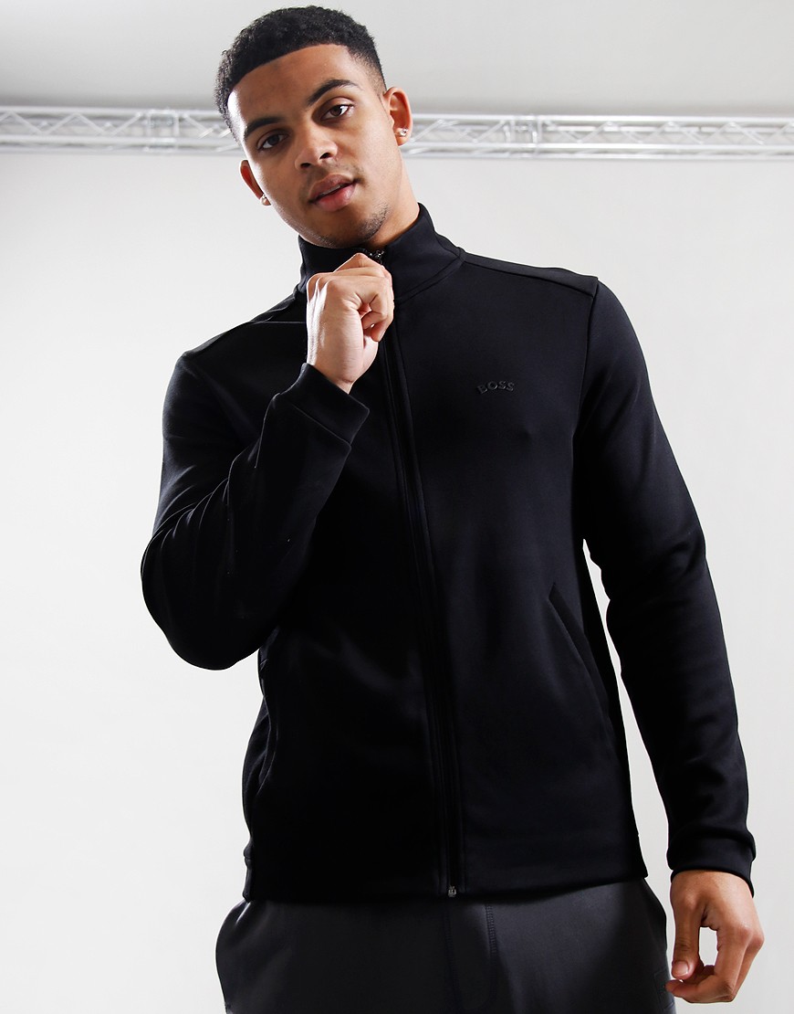 BOSS Skaz Curved Zip Sweat Black - Terraces Menswear