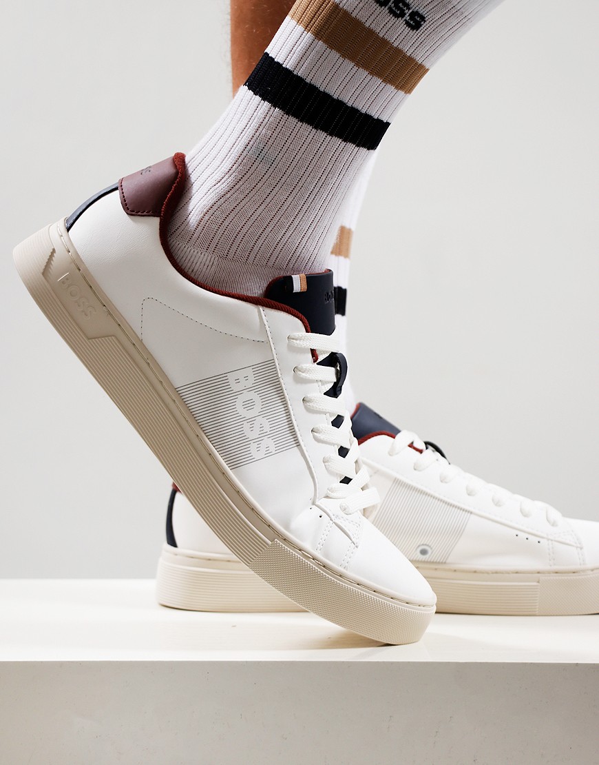 BOSS Rhys_Tenn_ppr Trainers Open White - Terraces Menswear