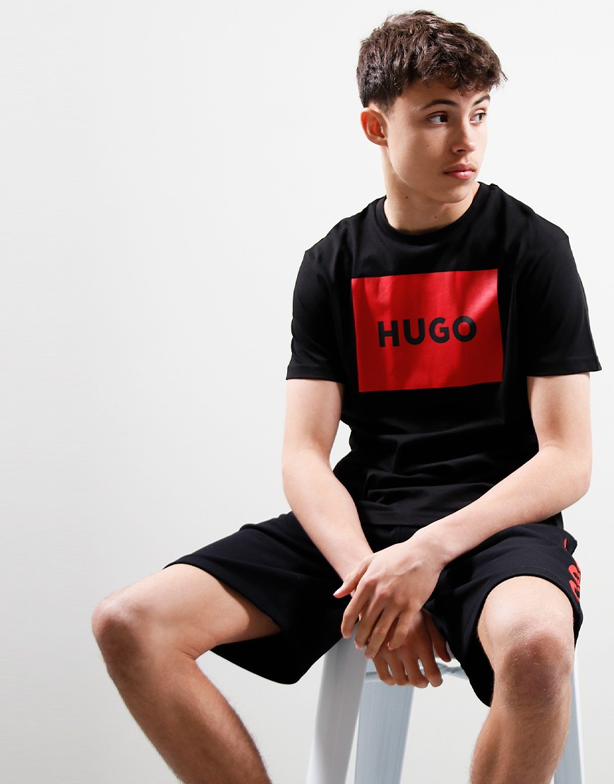 HUGO Kids Box Logo T-shirt Black - Terraces Menswear