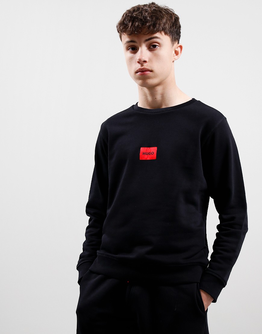 HUGO Kids Logo Crew Sweat Black - Terraces Menswear