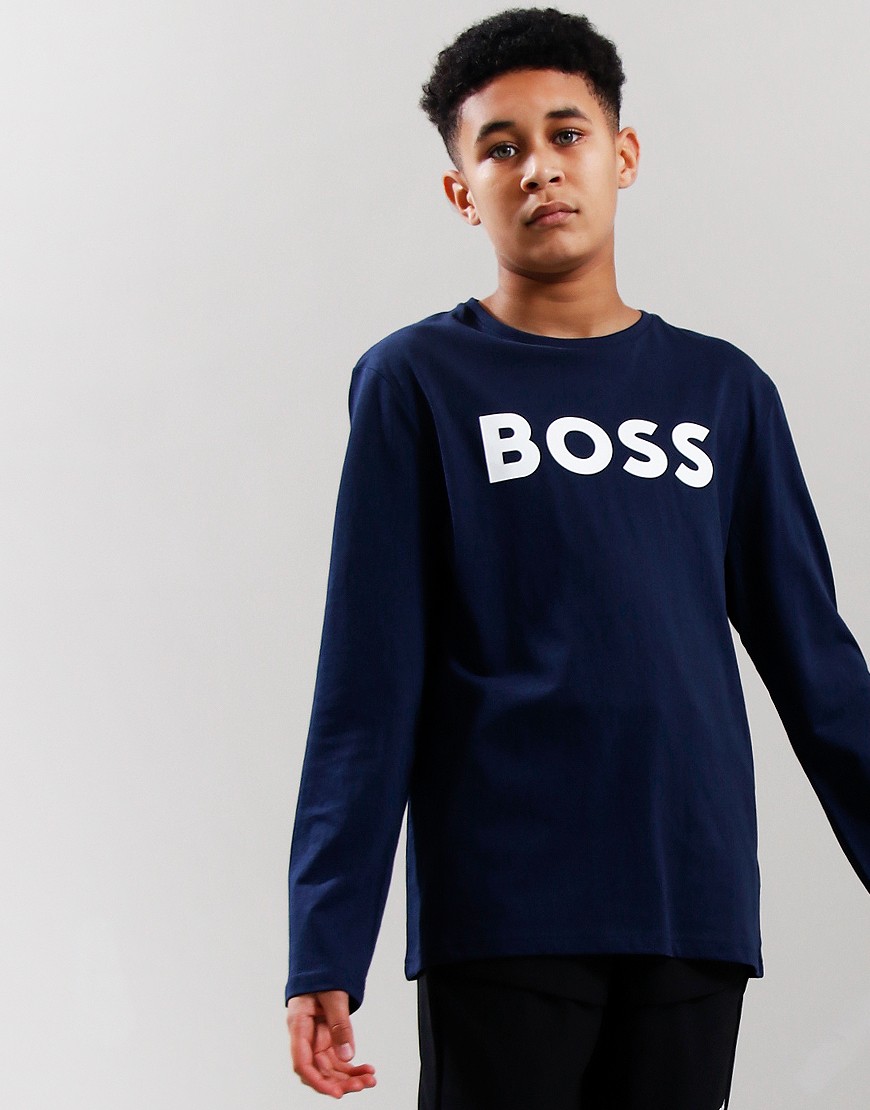 BOSS Kids Logo Long Sleeve T-Shirt Navy - Terraces Menswear