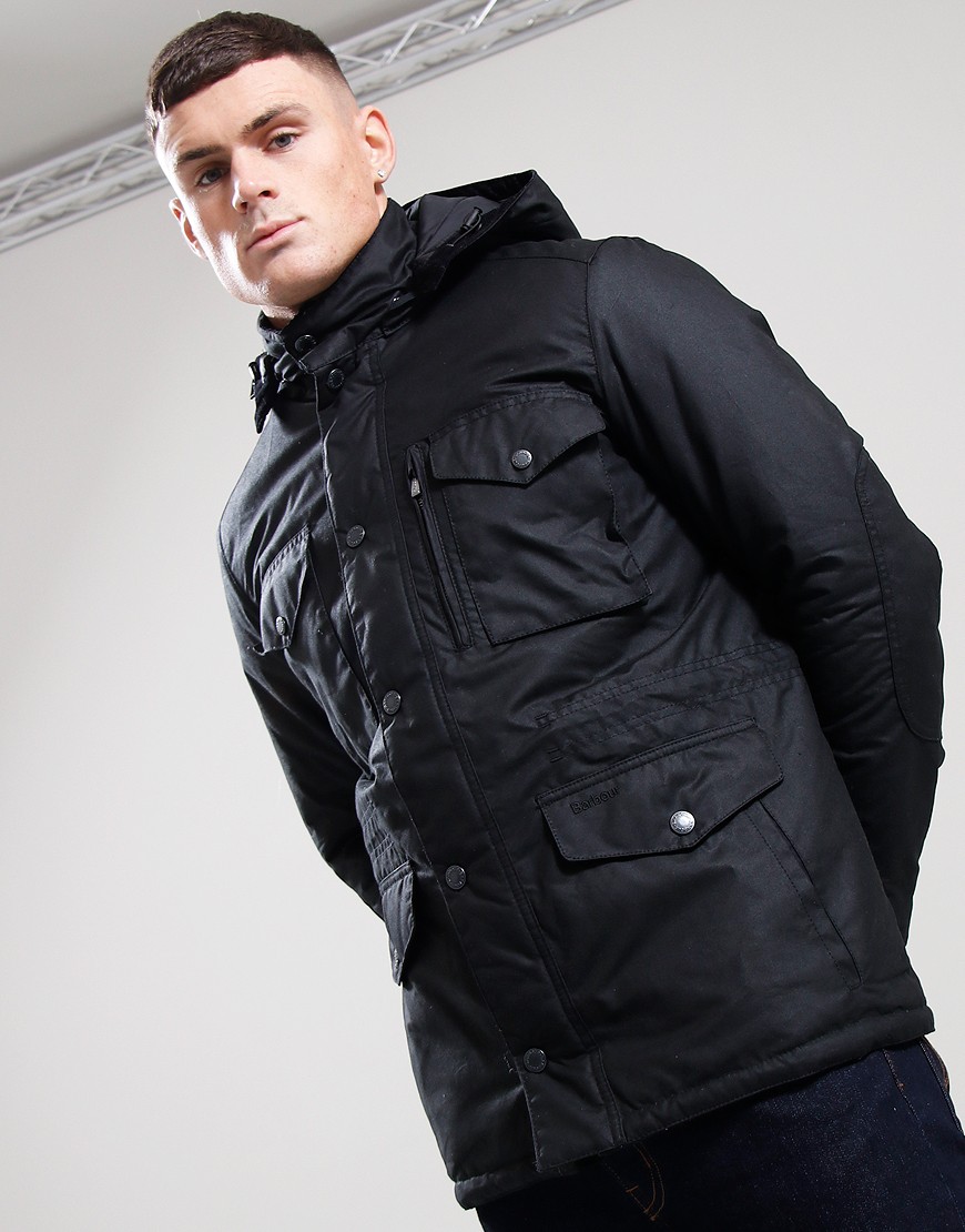 Barbour International Winter Sapper Wax Jacket Black - Terraces Menswear