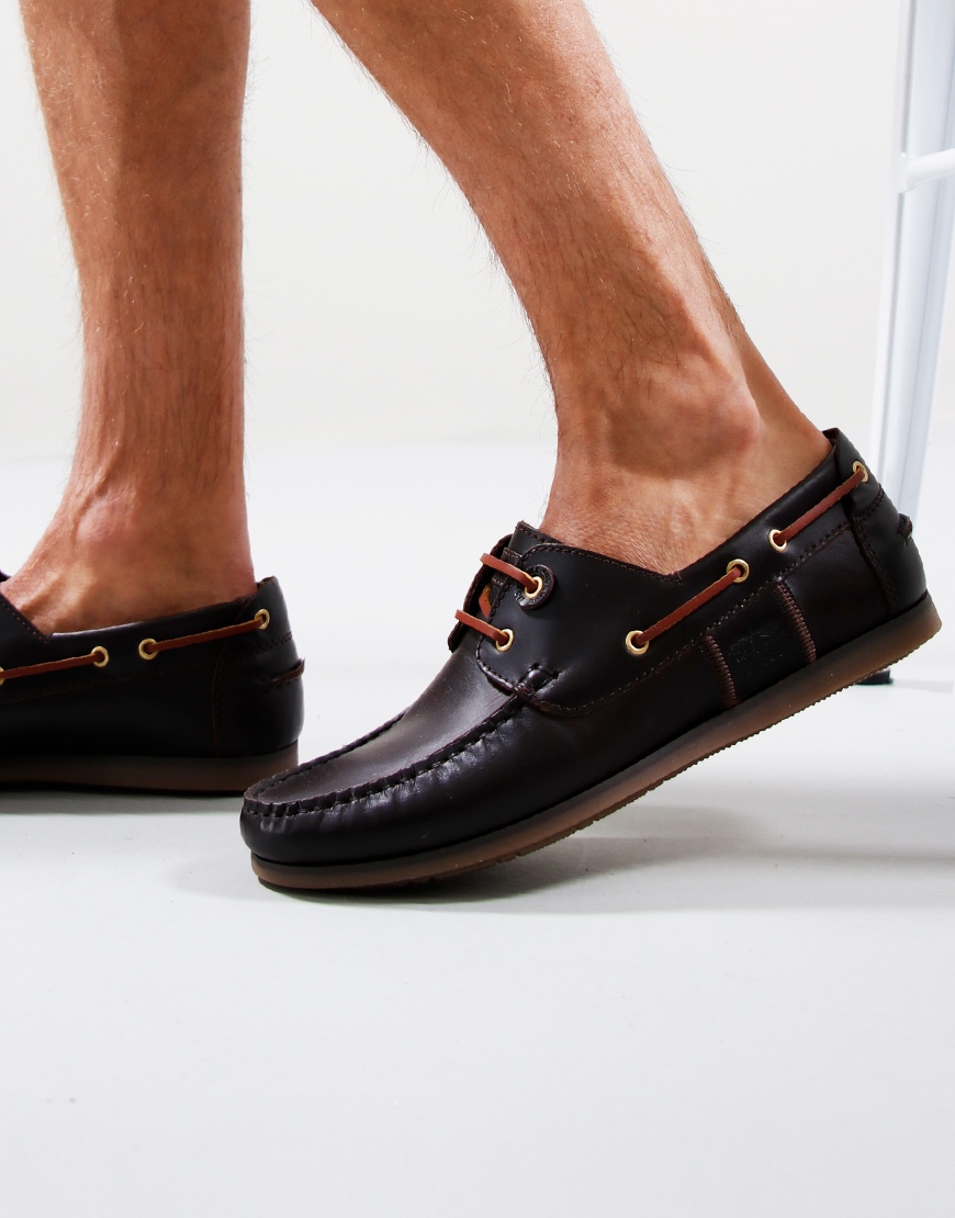 Barbour Capstan Boat Shoe Dark Brown - Terraces Menswear