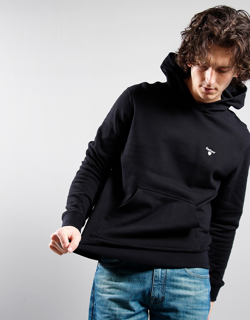 Barbour Essential Pop Over Hoodie Black - Terraces Menswear