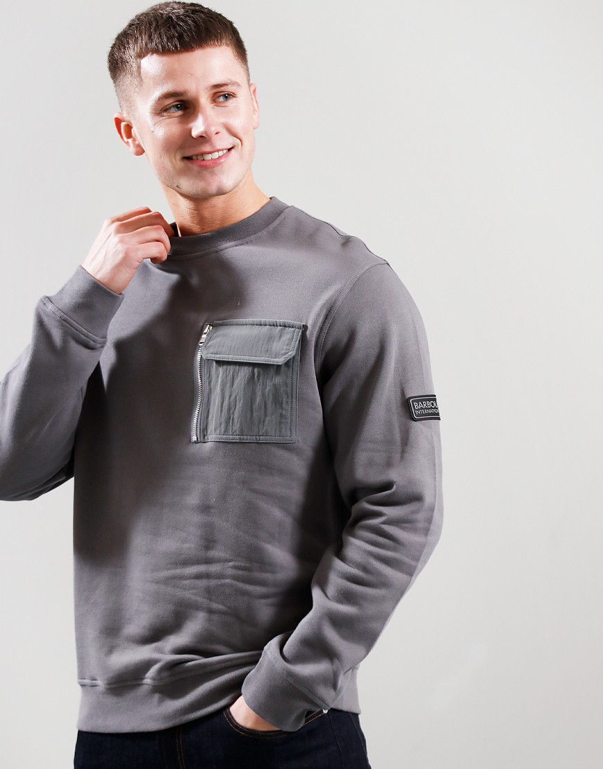 Barbour International Counter Crew Sweat Grey - Terraces Menswear