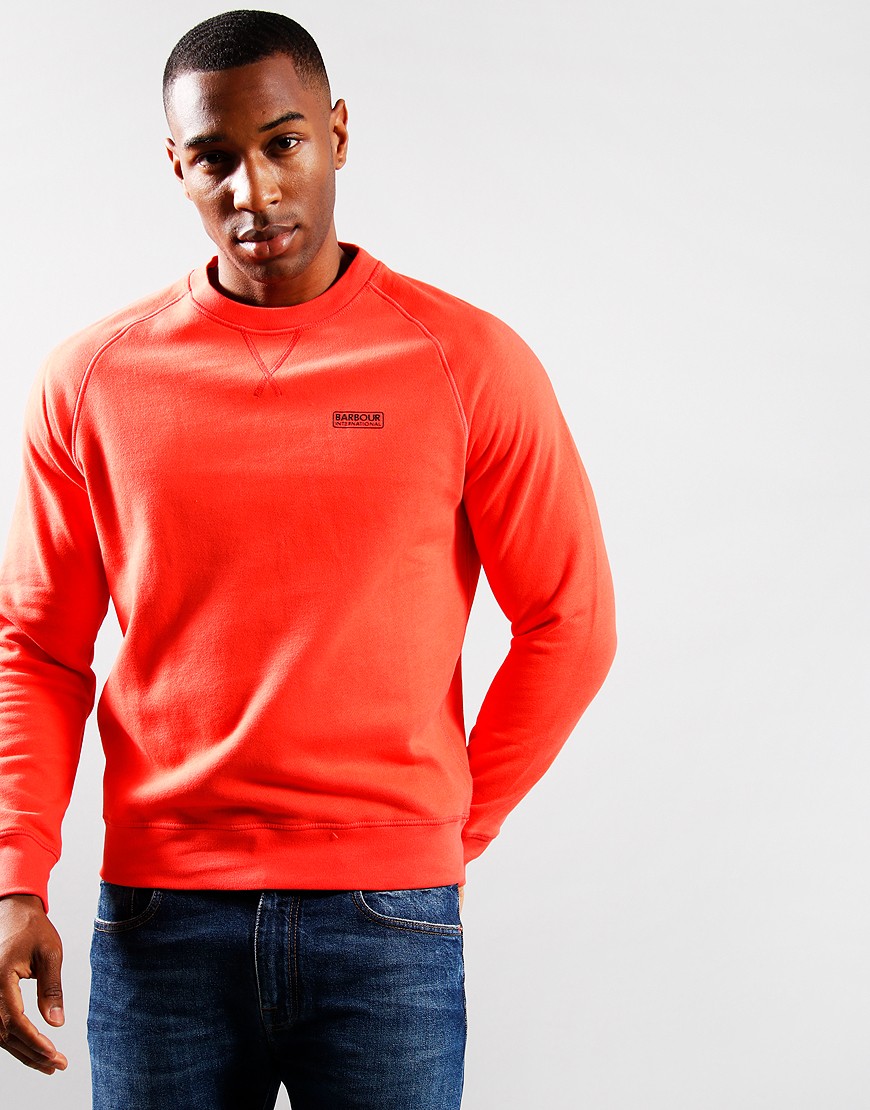 Barbour International Essential Crew Sweat Intense Orange - Terraces Menswear