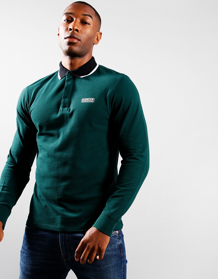Barbour International Link Long Sleeve Polo Shirt Dark Pine - Terraces ...
