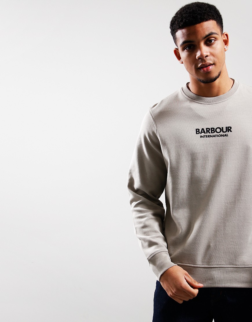 Barbour International Motor Crew Sweat Concrete - Terraces Menswear