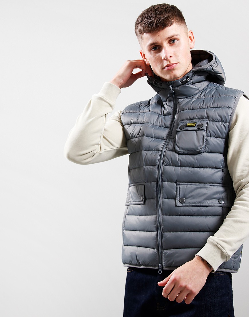 Barbour International Ousten Hooded Gilet Gargoyle - Terraces Menswear