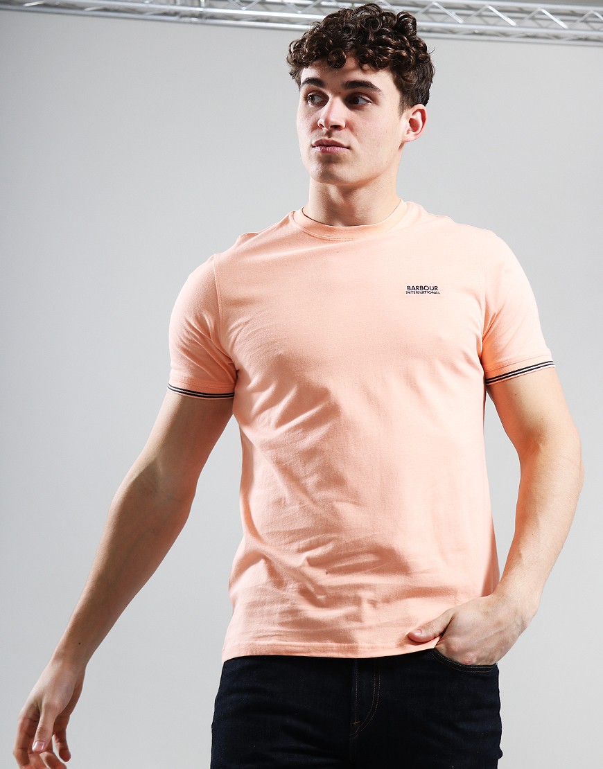 Barbour International Philip Tip Cuff T-Shirt Peach Nectar - Terraces ...