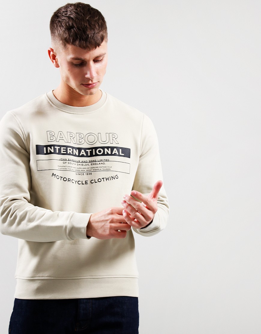 Barbour International Power Crew Sweat Oyster - Terraces Menswear