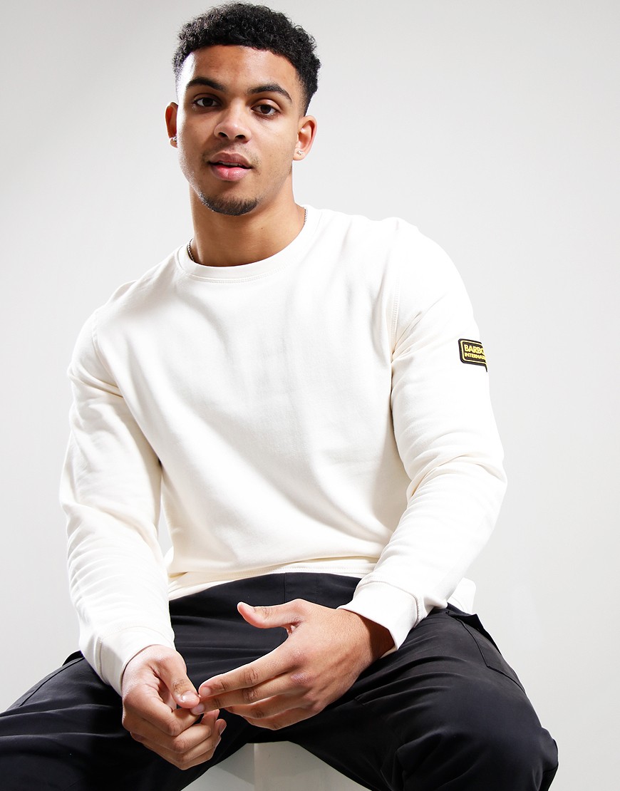 Barbour International Racer Badge Sweat White - Terraces Menswear