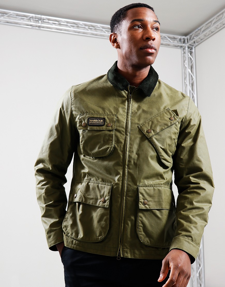 Barbour International Sefton Wax Jacket Olive - Terraces Menswear