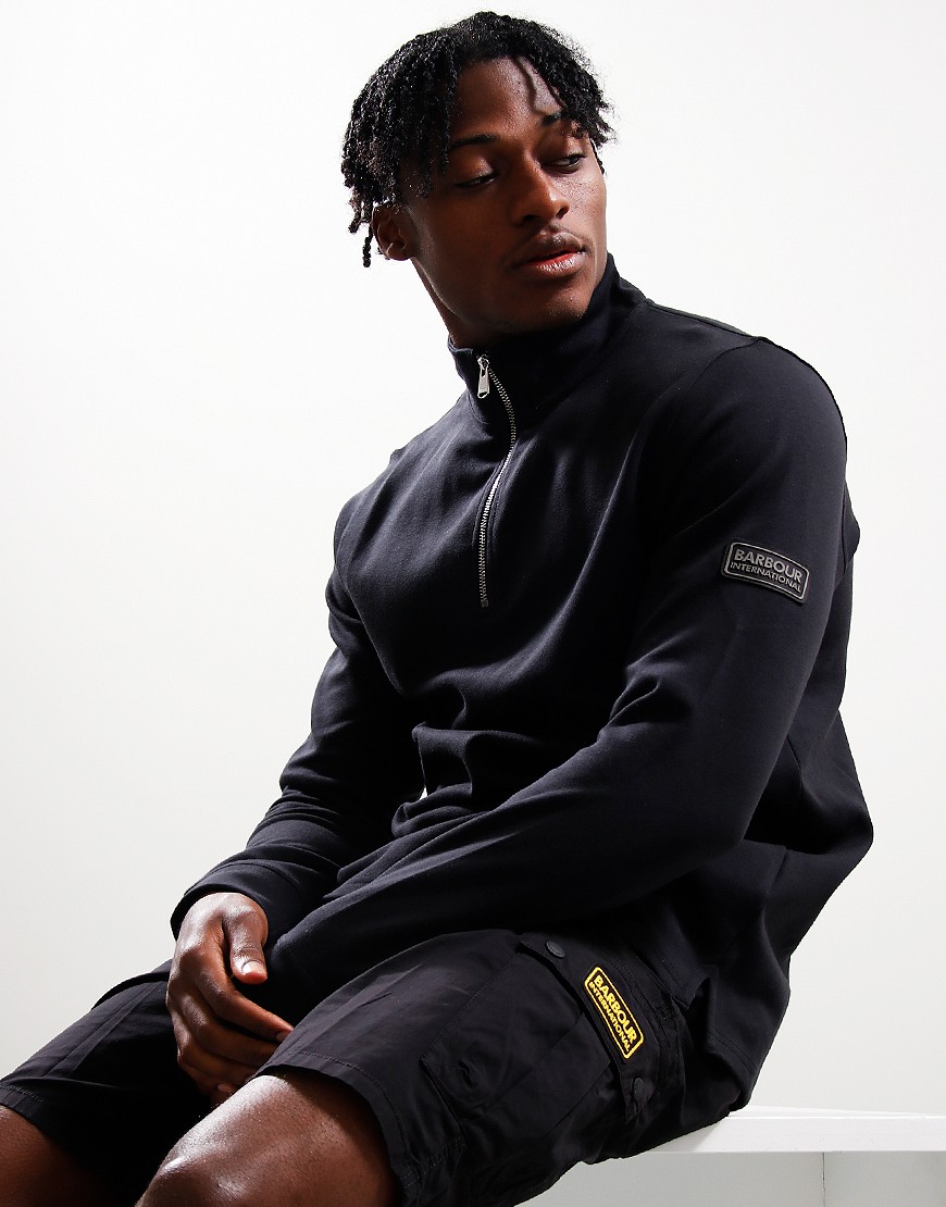 Barbour International Sprint Half Zip Sweat Black - Terraces Menswear
