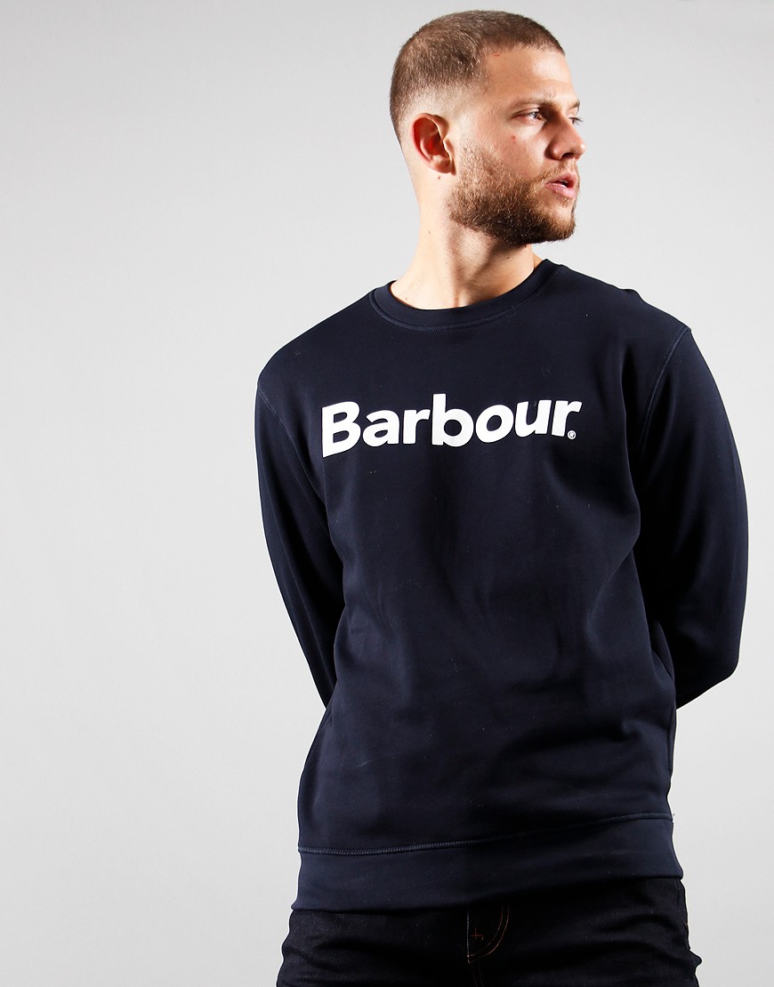 Barbour Logo Crew Sweat Navy - Terraces Menswear