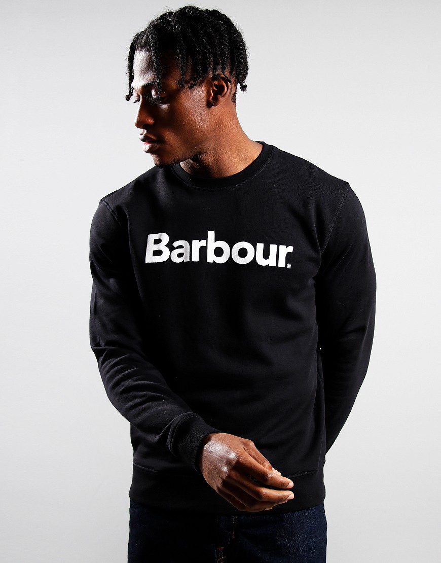 Barbour Logo Crew Sweat Black - Terraces Menswear
