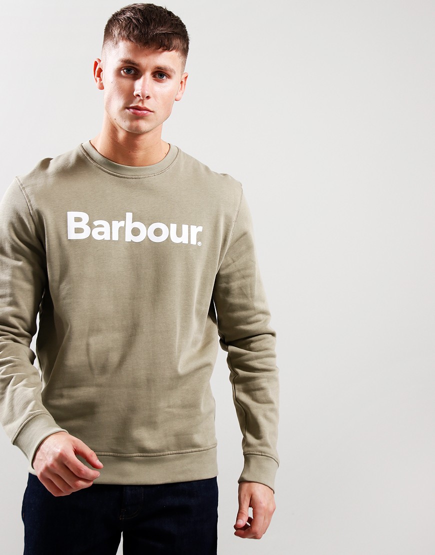 Barbour Logo Crew Sweat Bleached Olive - Terraces Menswear