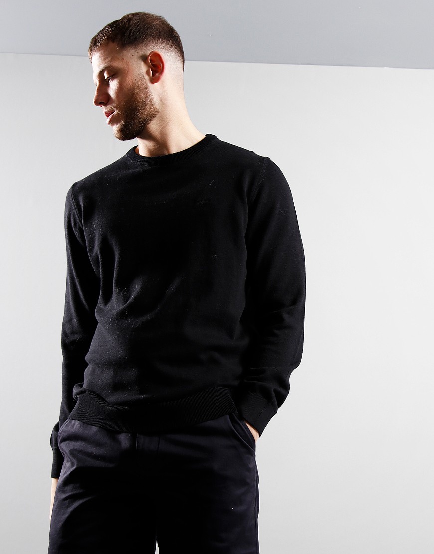 Barbour Pima Cotton Crew Neck Knit Black - Terraces Menswear