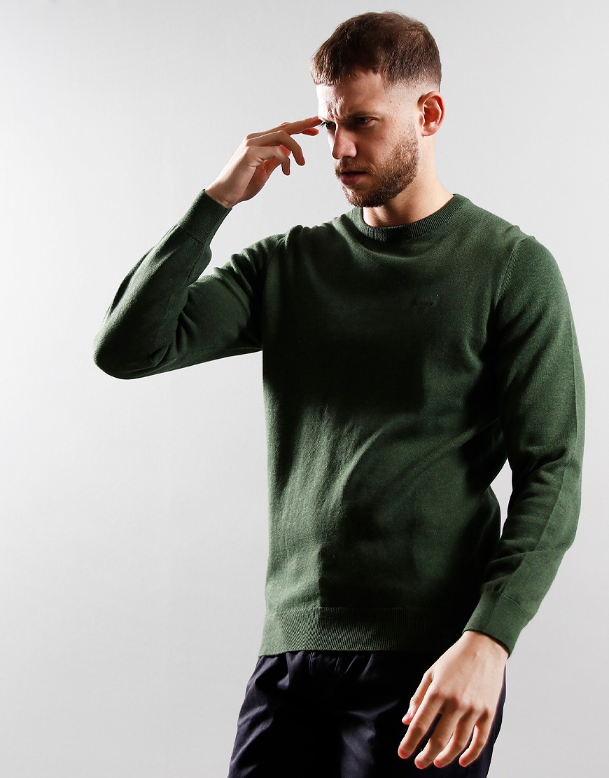 Barbour Pima Cotton Crew Neck Knit Rifle Green - Terraces Menswear