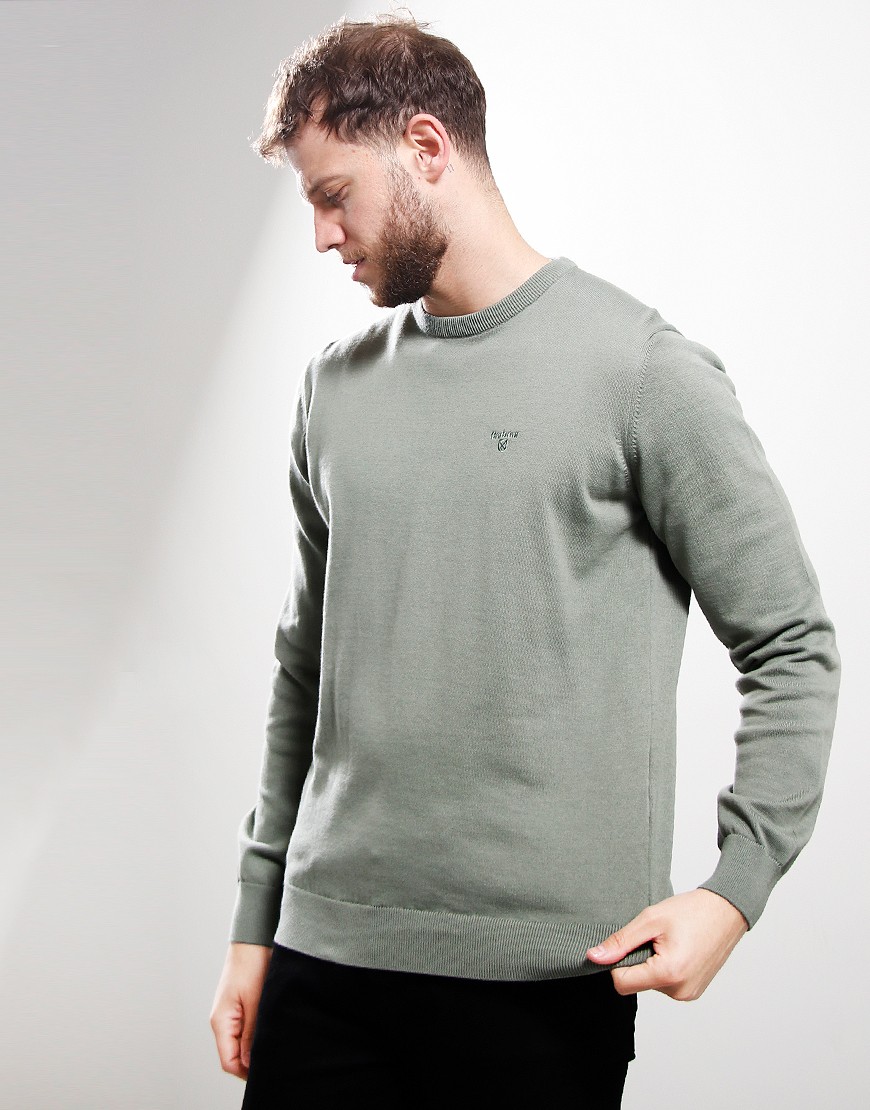 Barbour Pima Crew Knit Agave Green - Terraces Menswear
