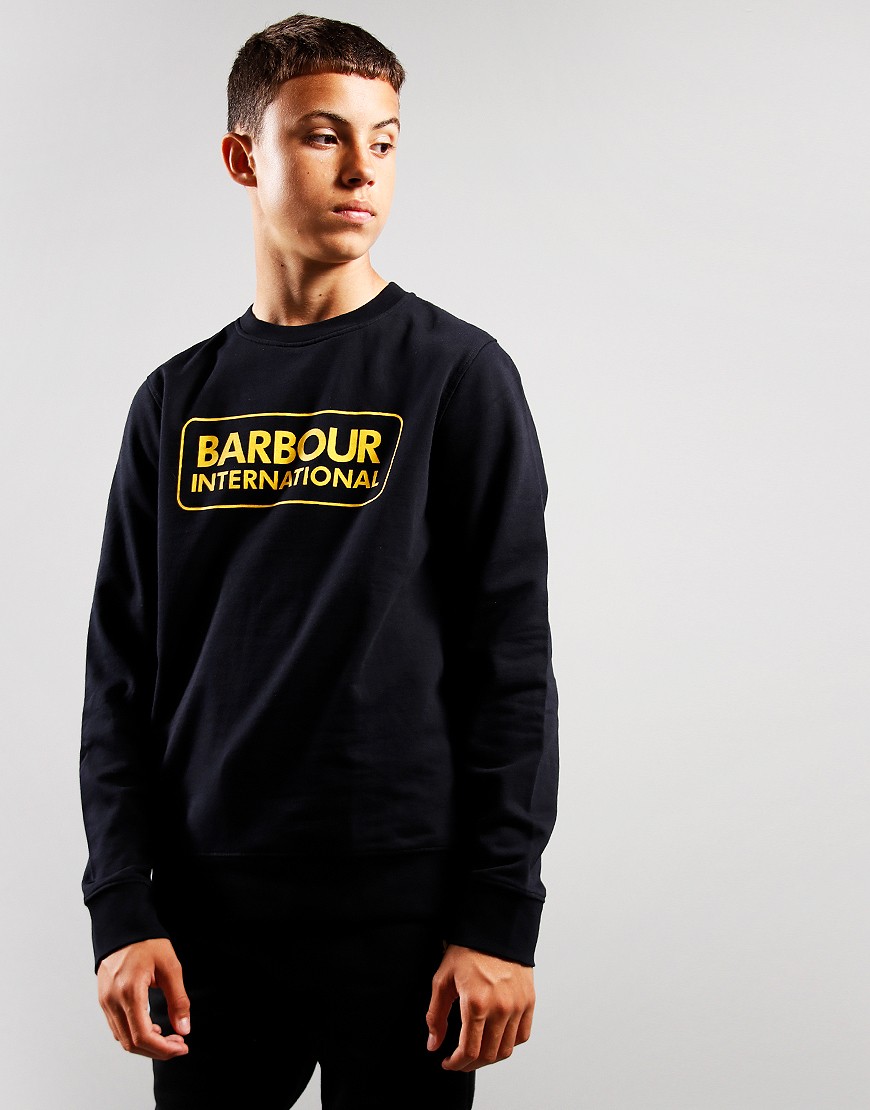 Barbour Children Large Logo Crew Sweat Black - Terraces Menswear