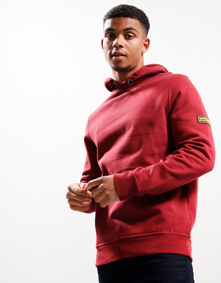 Barbour International Badge Hoodie Wine - Terraces Menswear