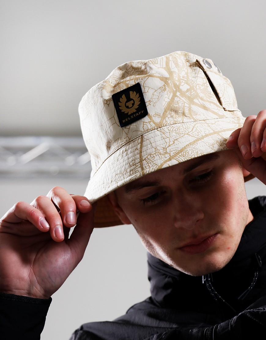 Belstaff Castmaster Map Bucket Hat Shell/Dark Sandstone - Terraces Menswear