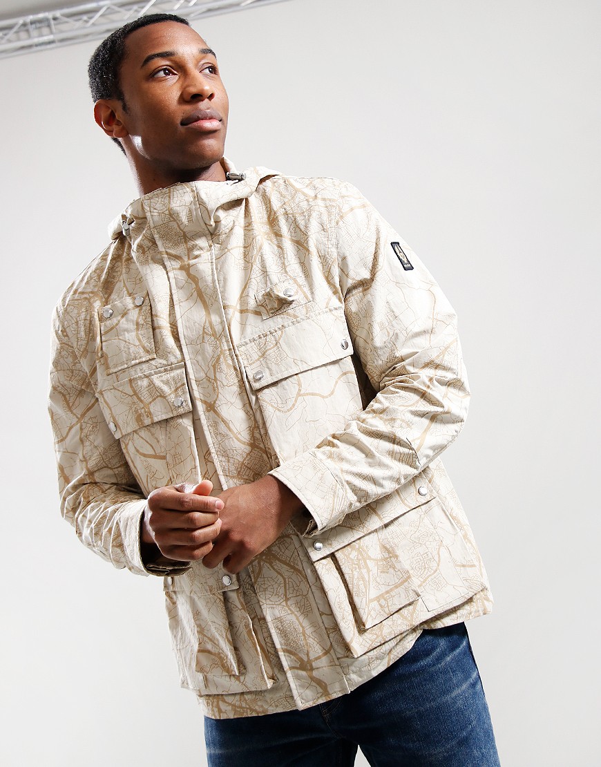 Belstaff Castmaster Map Parka Shell Dark Sandstone - Terraces Menswear
