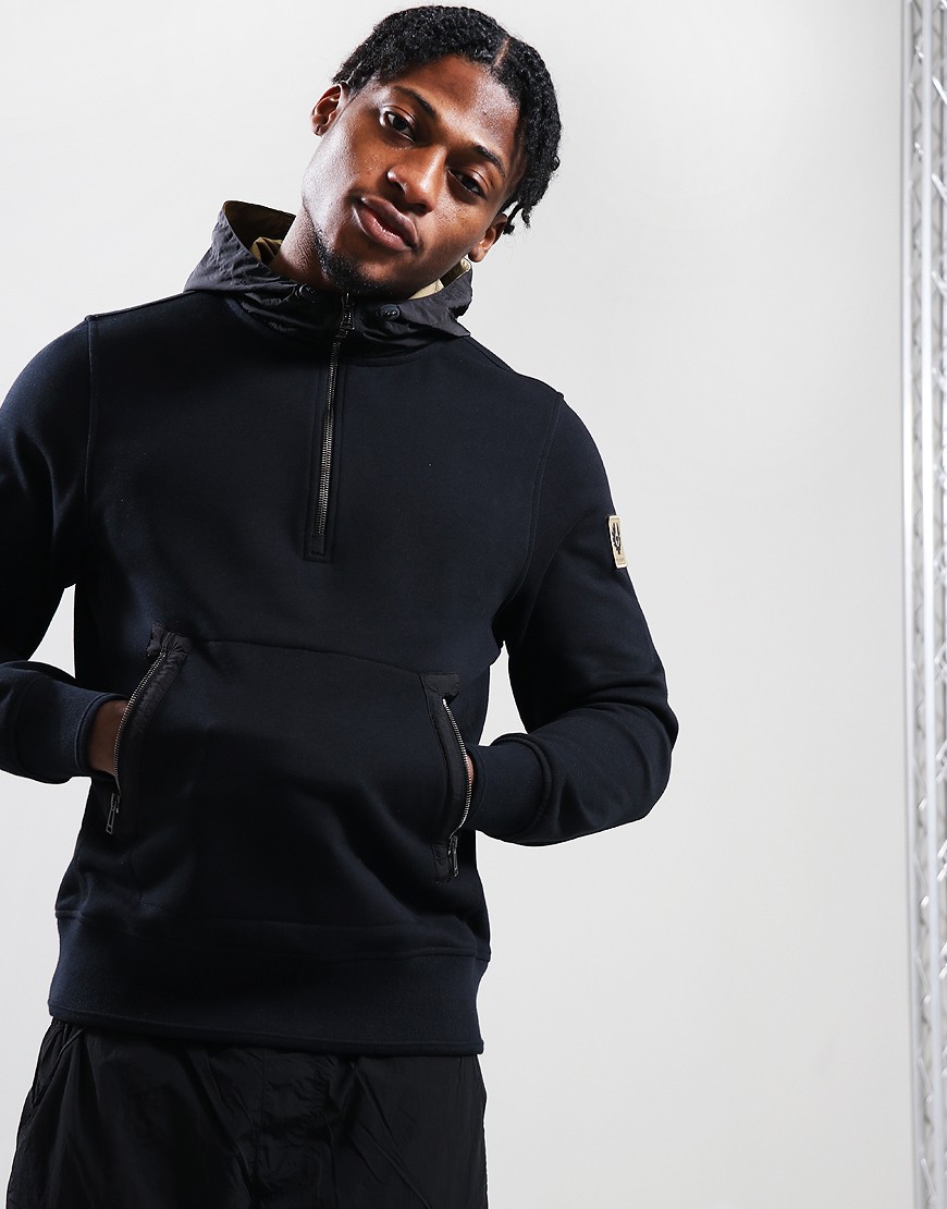 Belstaff Centenary Hoodie Sweat Black/British Khaki - Terraces Menswear