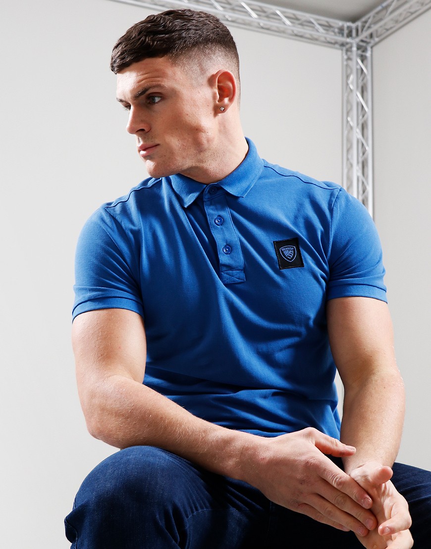 Blauer Cotton Jersey Polo Shirt Very Blue - Terraces Menswear