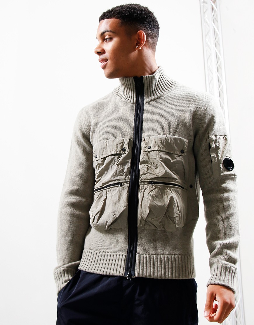 C.P. Company Punto Stoffa Cardigan Silver Sage - Terraces Menswear