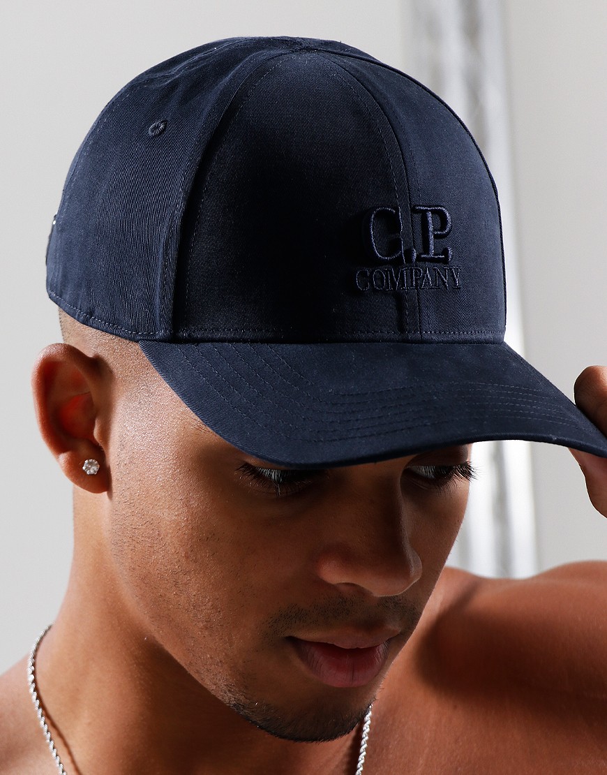C.P. Company Gabardine Logo Cap Total Eclipse - Terraces Menswear