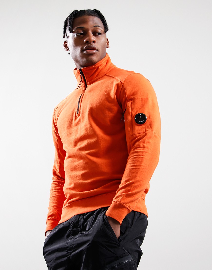 C.P. Company Light Fleece Quater Zip Harvest Pumpkin - Terraces Menswear