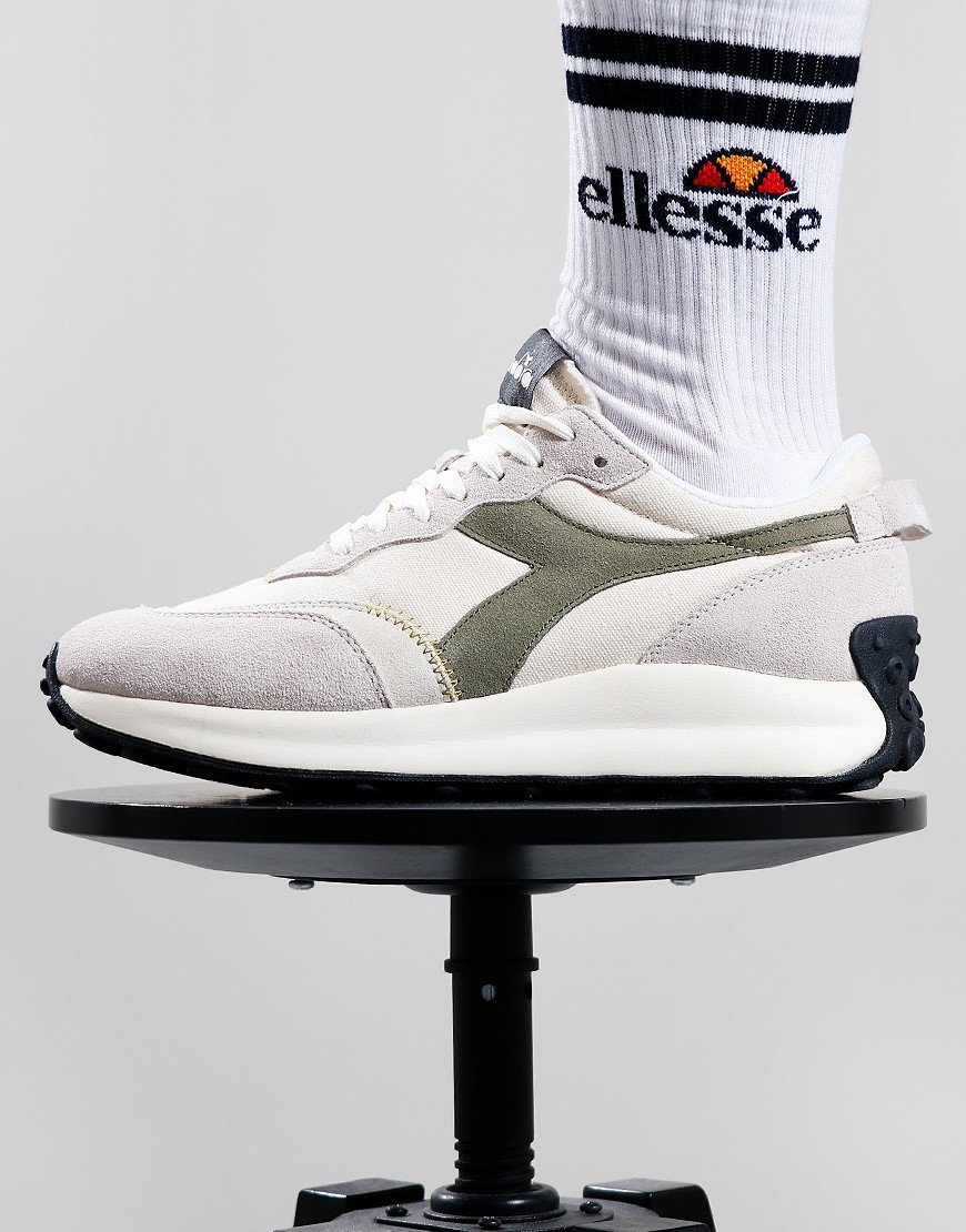 Diadora Race Suede SW Trainers Pristine White/Cap Gray - Terraces Menswear