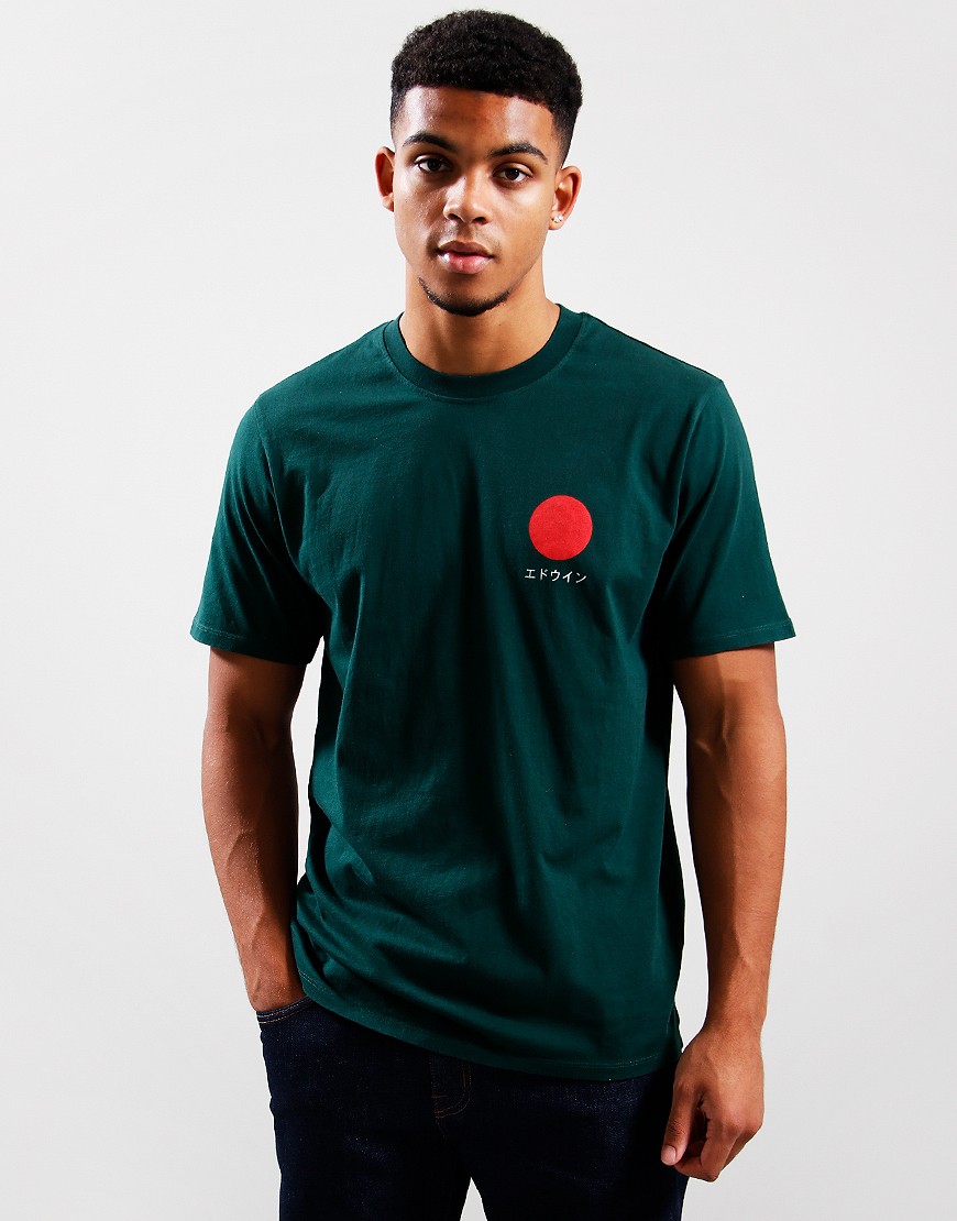 EDWIN Japanese Sun T-Shirt Pine Green - Terraces Menswear