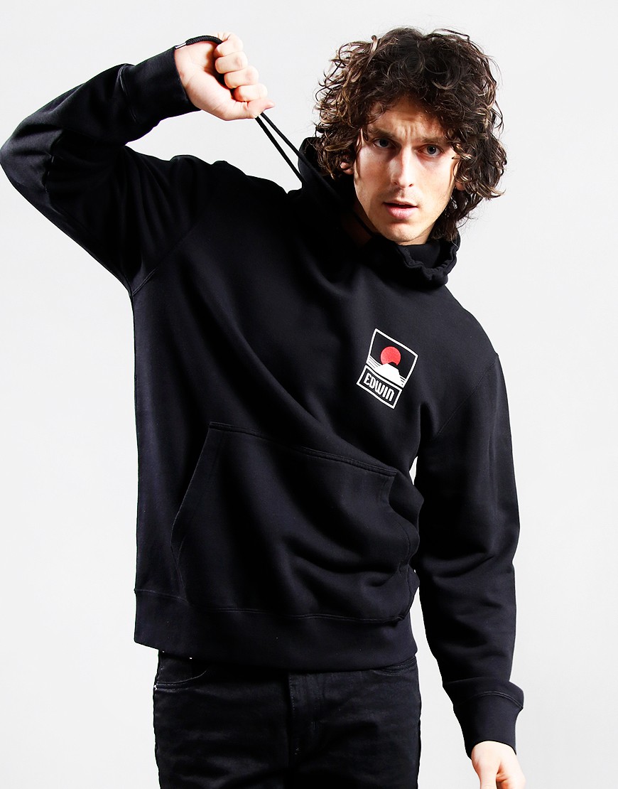 EDWIN Sun On Fuji Hoodie Black - Terraces Menswear