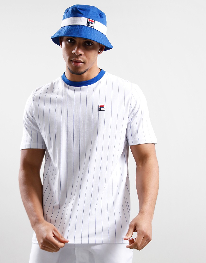 Fila Vintage Fionn Stripe T-shirt White/Blue - Terraces Menswear