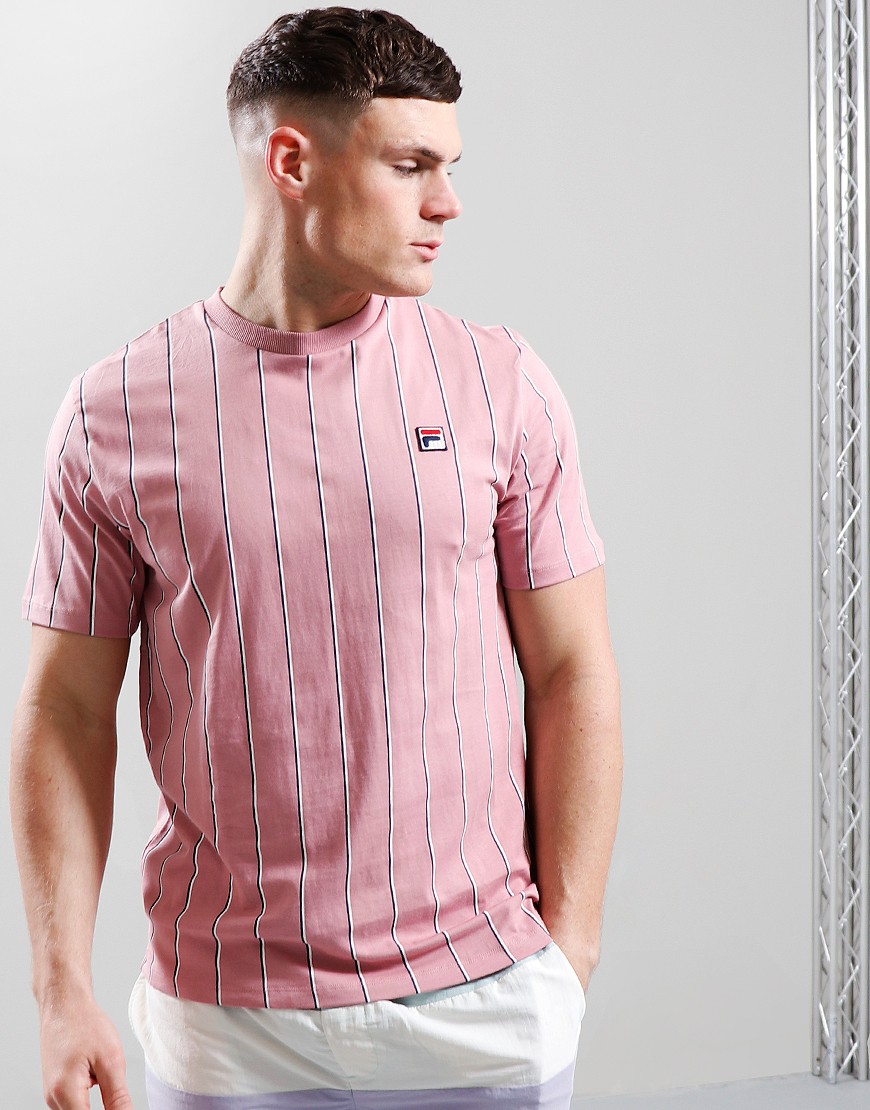 Fila Vintage Lee Stripe T-Shirt Foxglove/Navy/Wisteria - Terraces Menswear