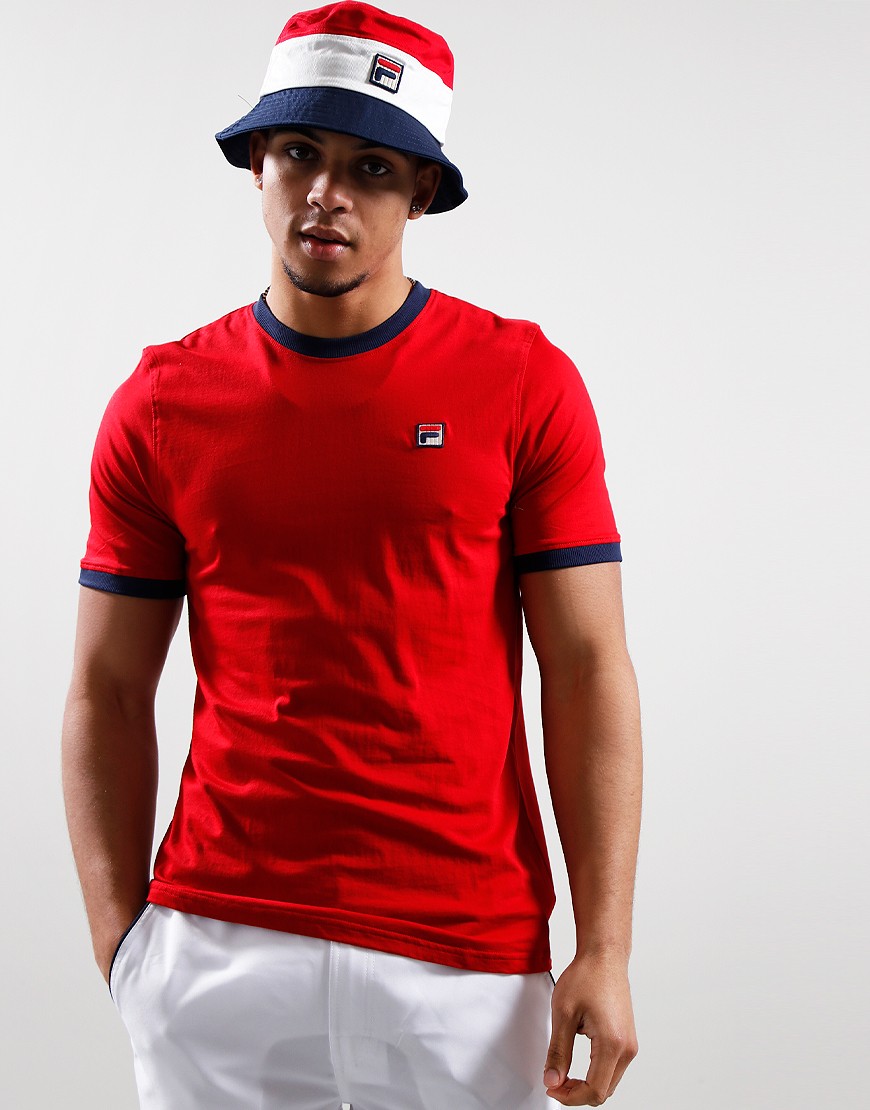 Fila Vintage Marconi T-shirt Red/Navy - Terraces Menswear