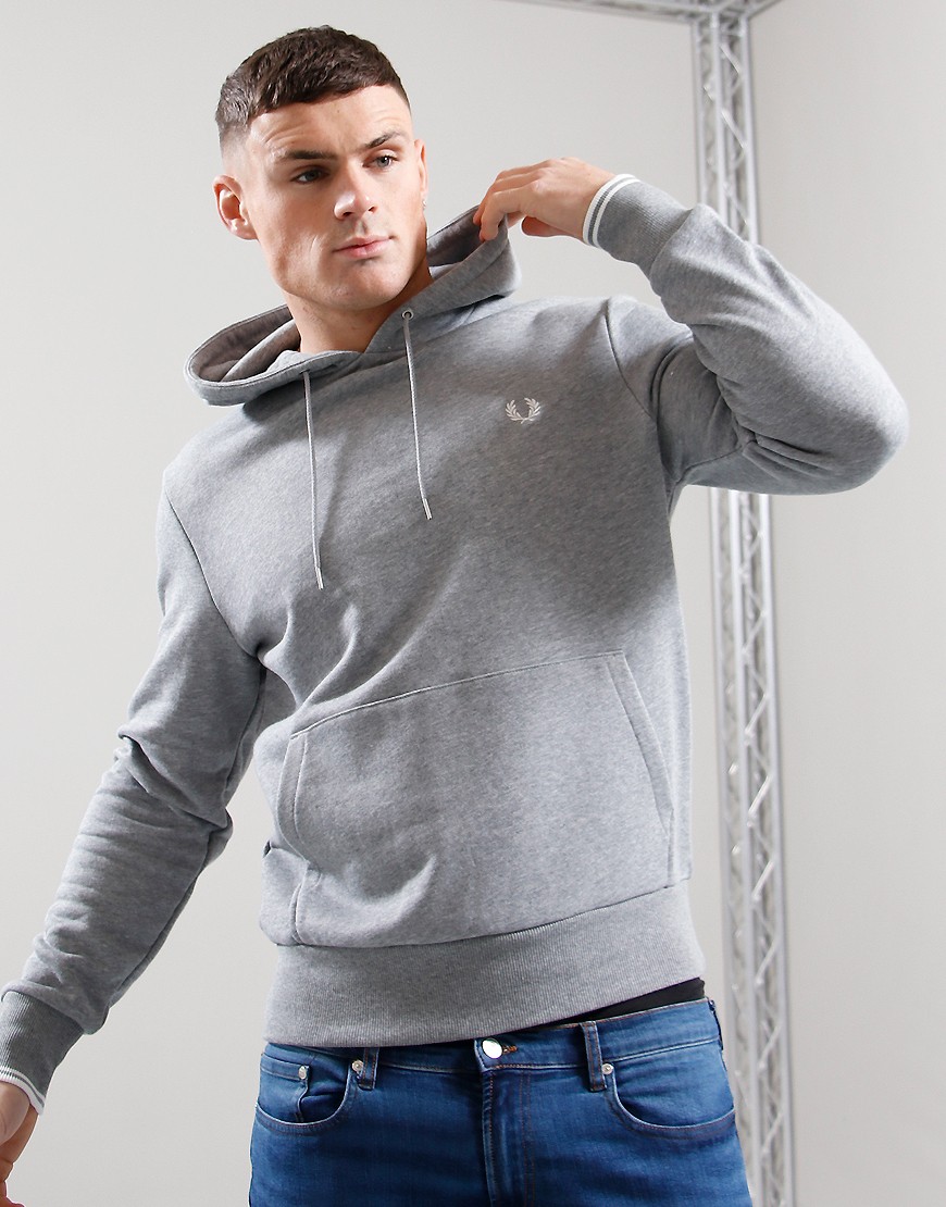 Fred Perry Tipped Hoodie Steel - Terraces Menswear
