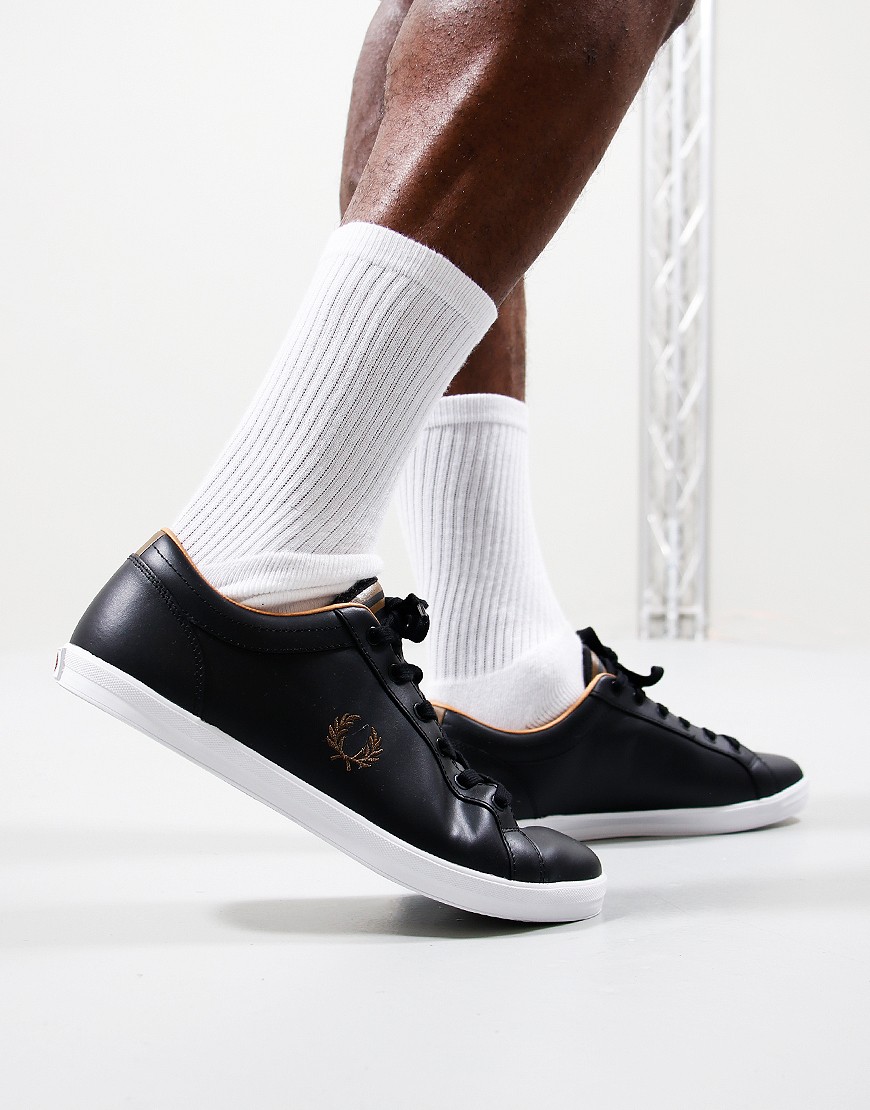 Fred Perry Baseline Leather Trainers Black - Terraces Menswear