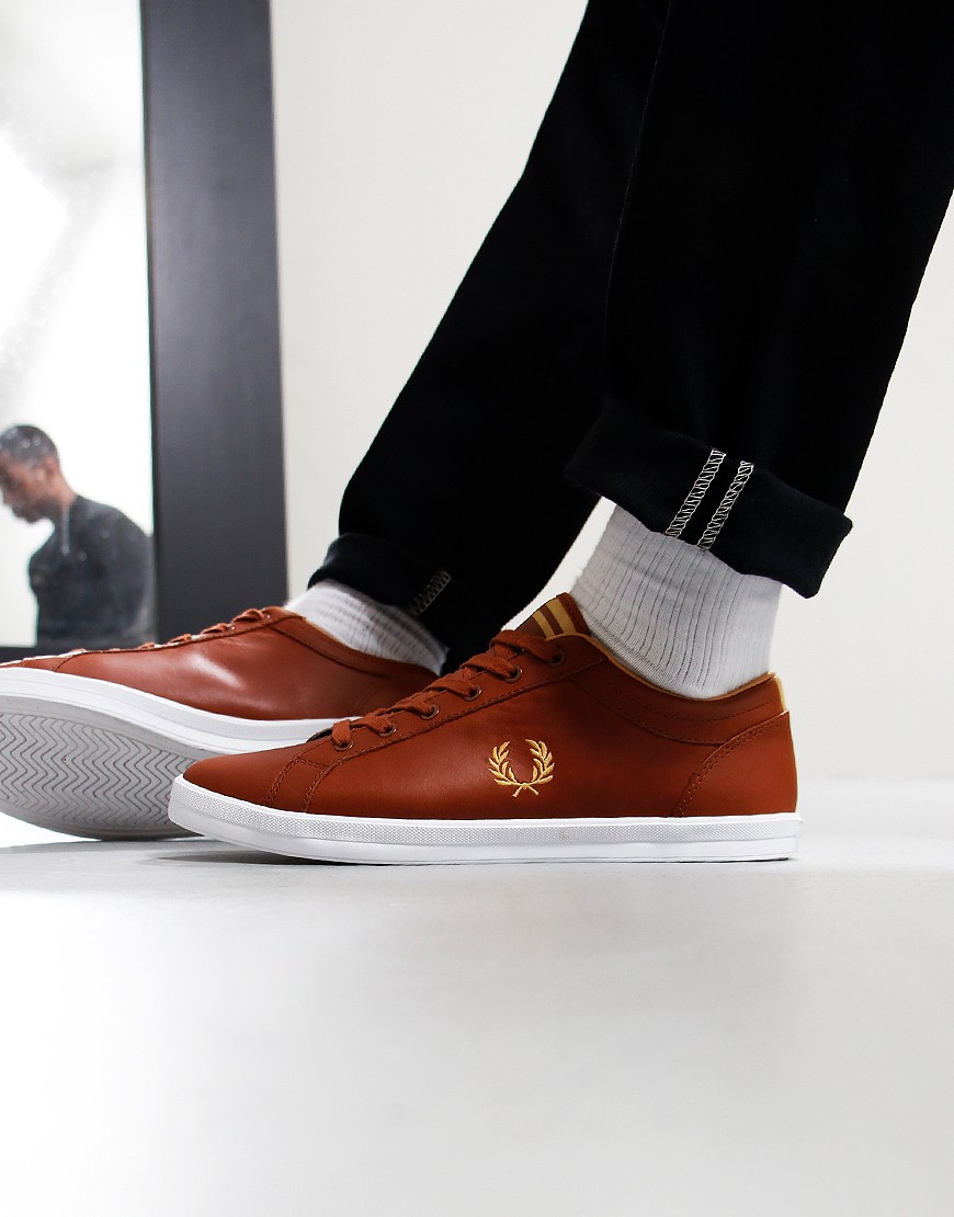 Fred Perry Baseline Leather Trainers Tan - Terraces Menswear